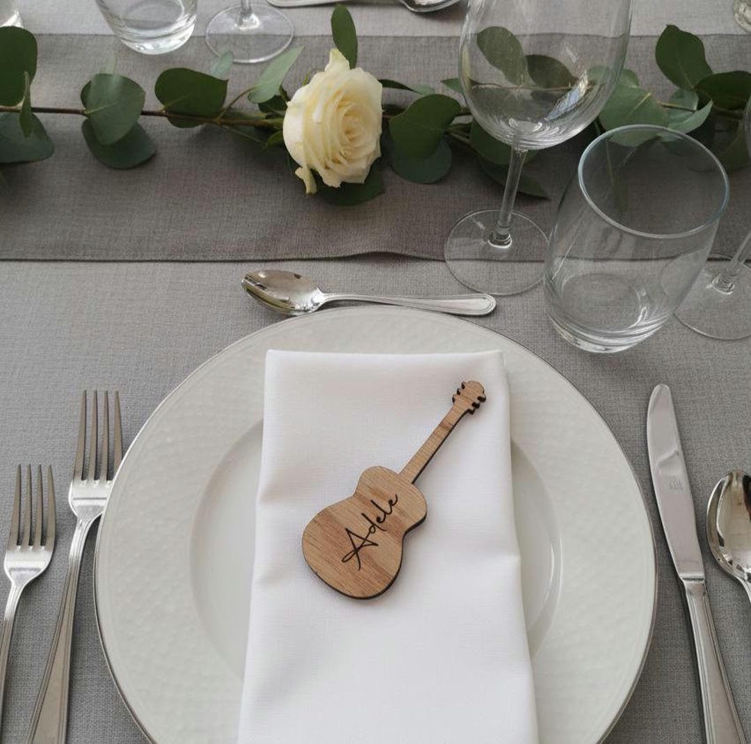 Personalised Wooden Guitar Place Names | Custom Laser Engraved Wedding ...