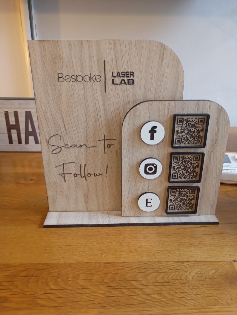 Bespoke Layered Oak QR or Acrylic Code Sign for Business | Modern ...