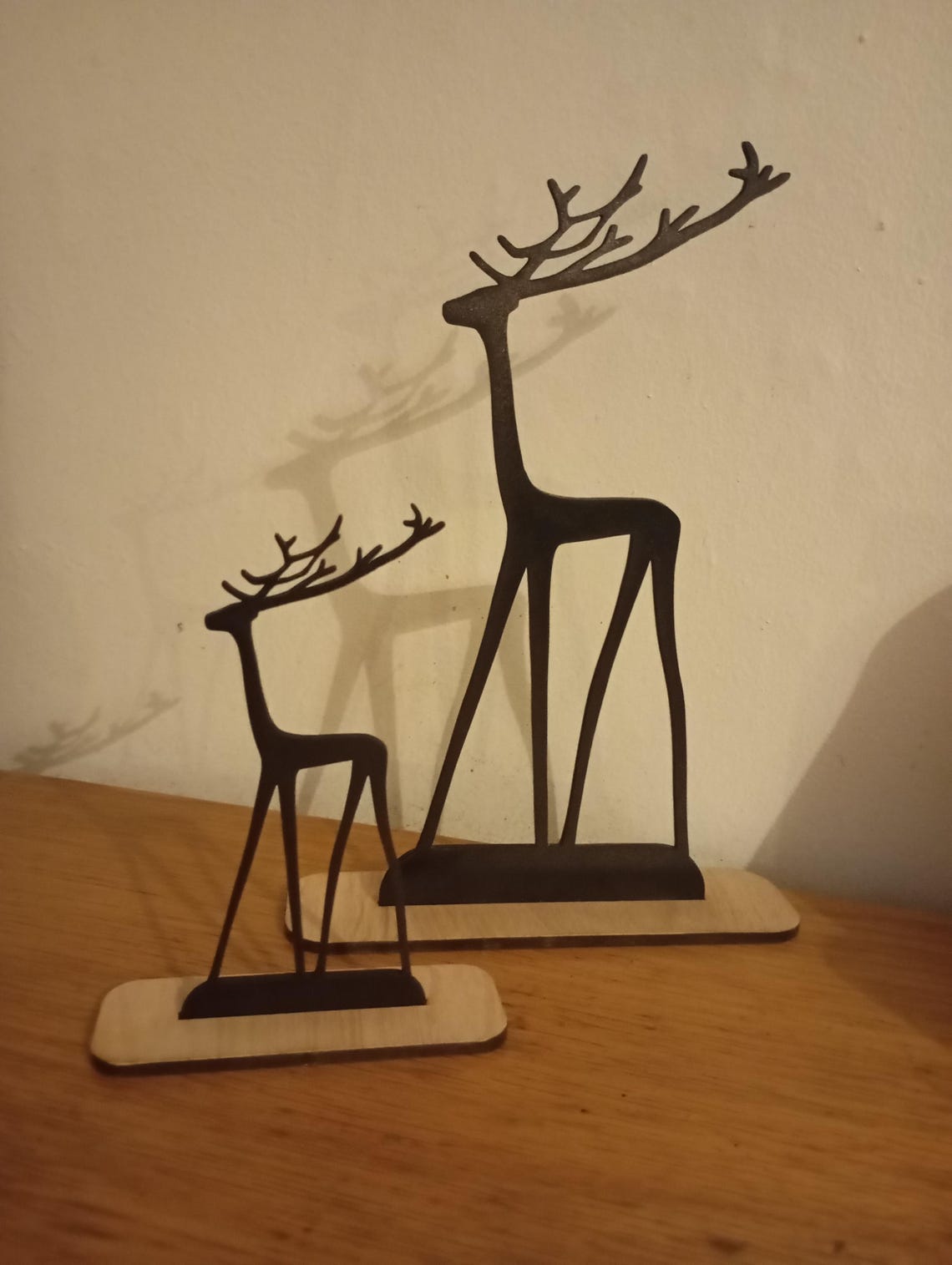 Minimalist Wooden Stag Set | Freestanding Deer Ornaments | Oak Veneer ...
