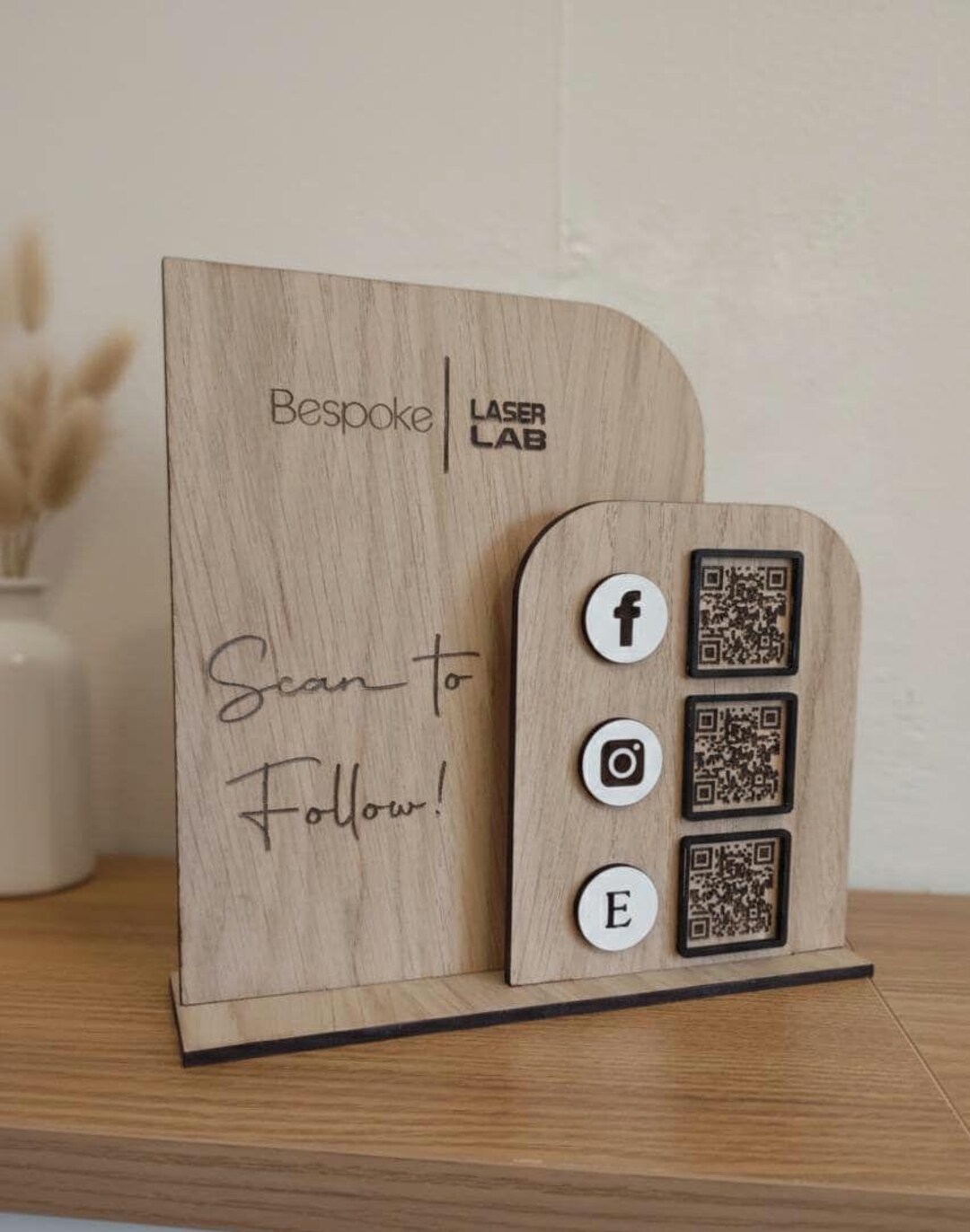 Bespoke Layered Oak QR or Acrylic Code Sign for Business | Modern ...