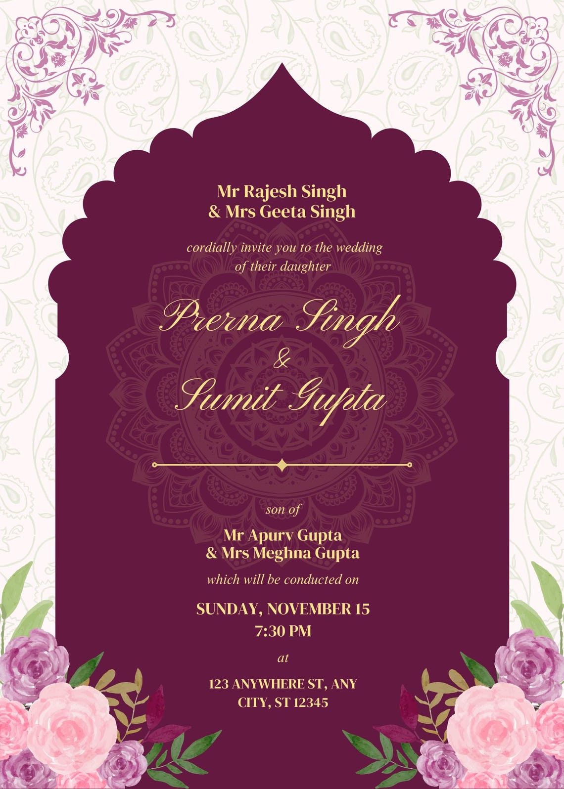 Vintage Animated Wedding Invitation Elegant Video Invite With Custom ...