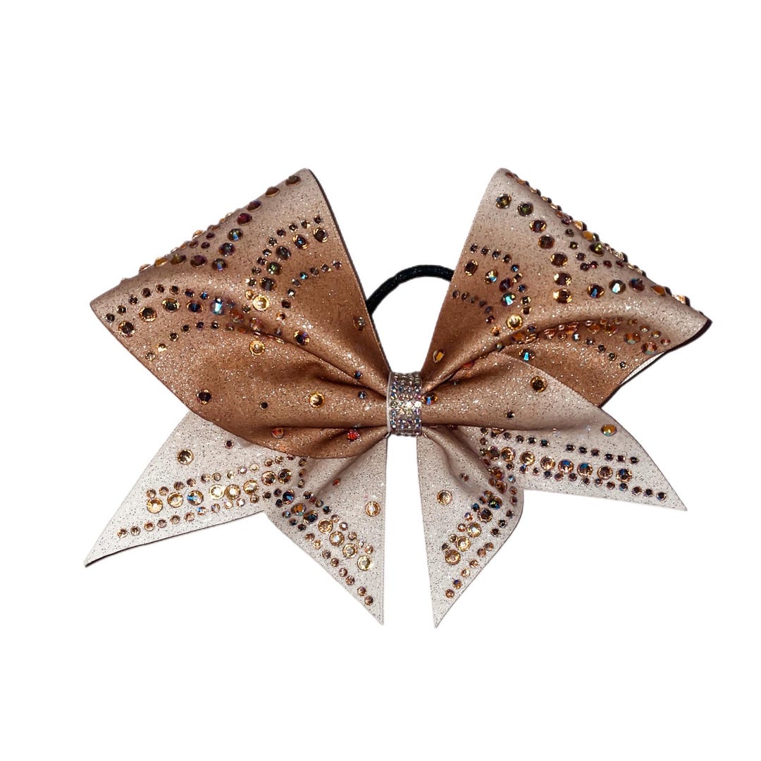 Champenge Gold Center Rhinestoned Cheer Bow - Etsy