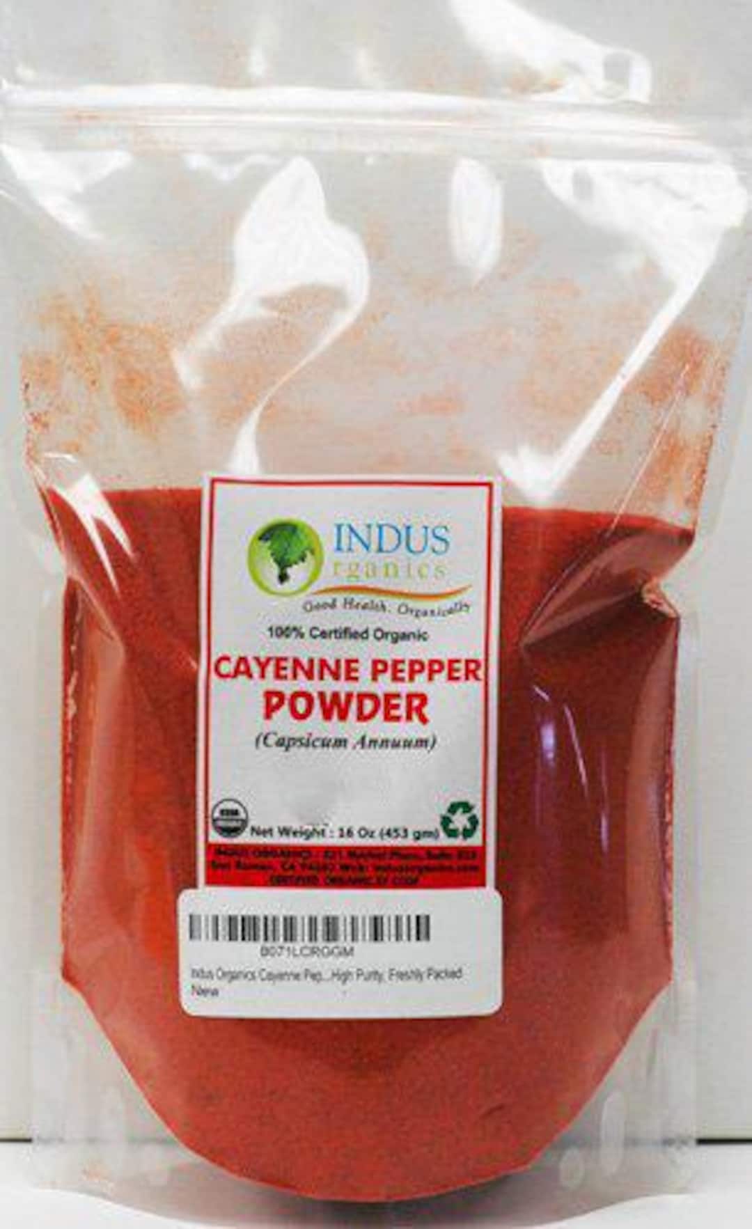 Indus Organics Cayenne Pepper Powder (40,000 SHU), 1 Lb Bag, Steam ...