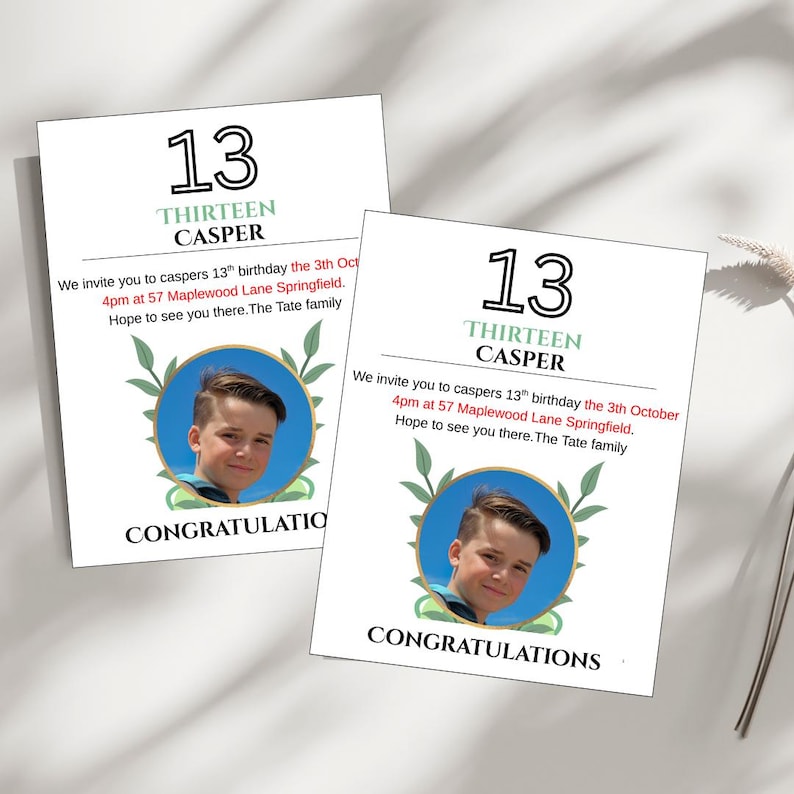 Editable 13th Birthday Invitation: Party Invite Template (digital ...