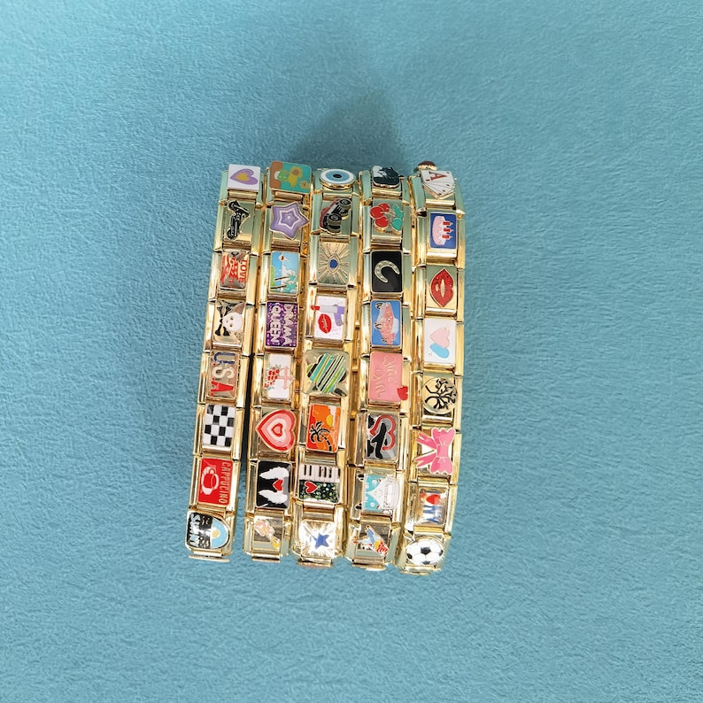 Buy Italian Bracelet, Valentine's Day Bracelet, Gold Italian Charms ...