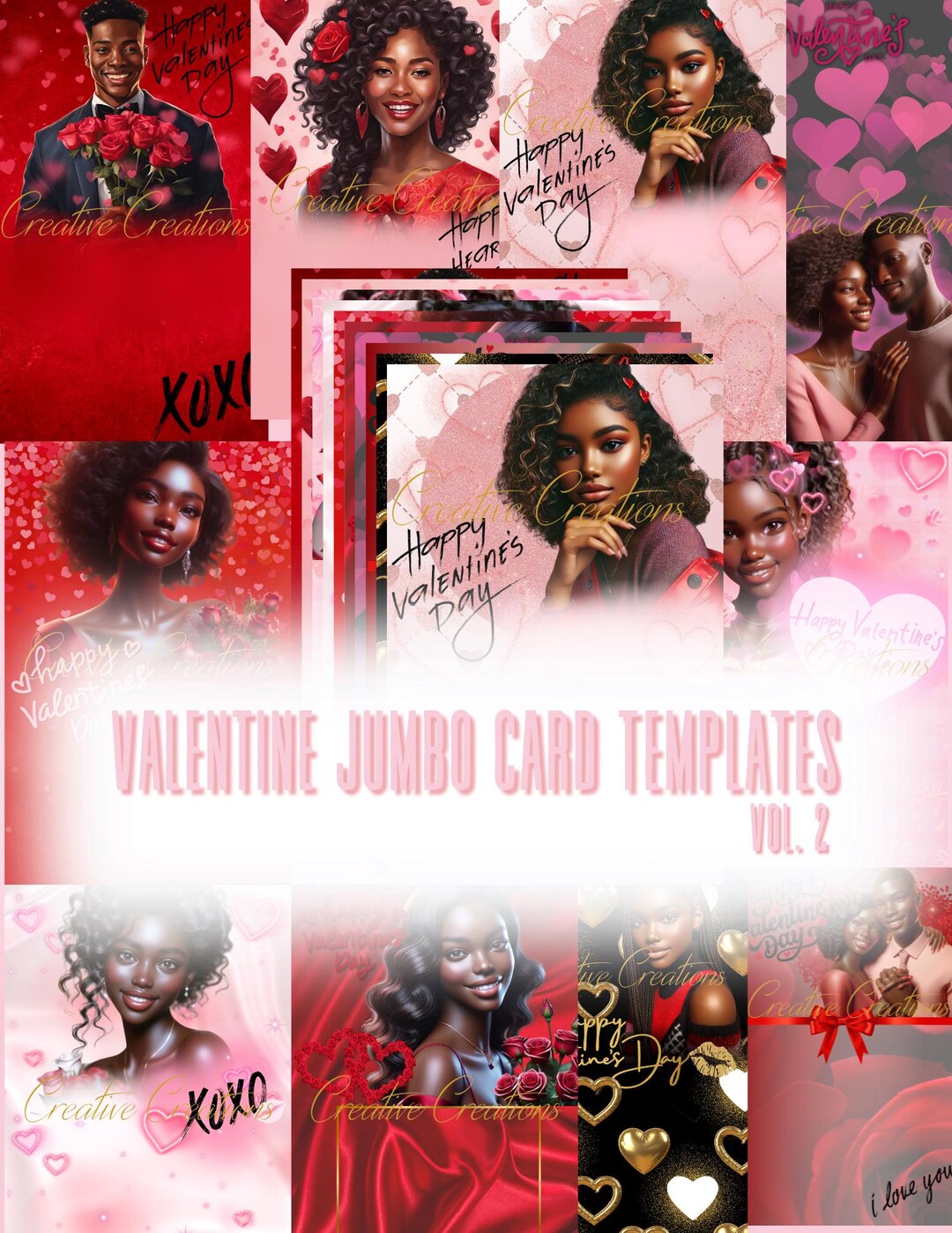Valentine Jumbo Card Templates VOL 2 - Etsy