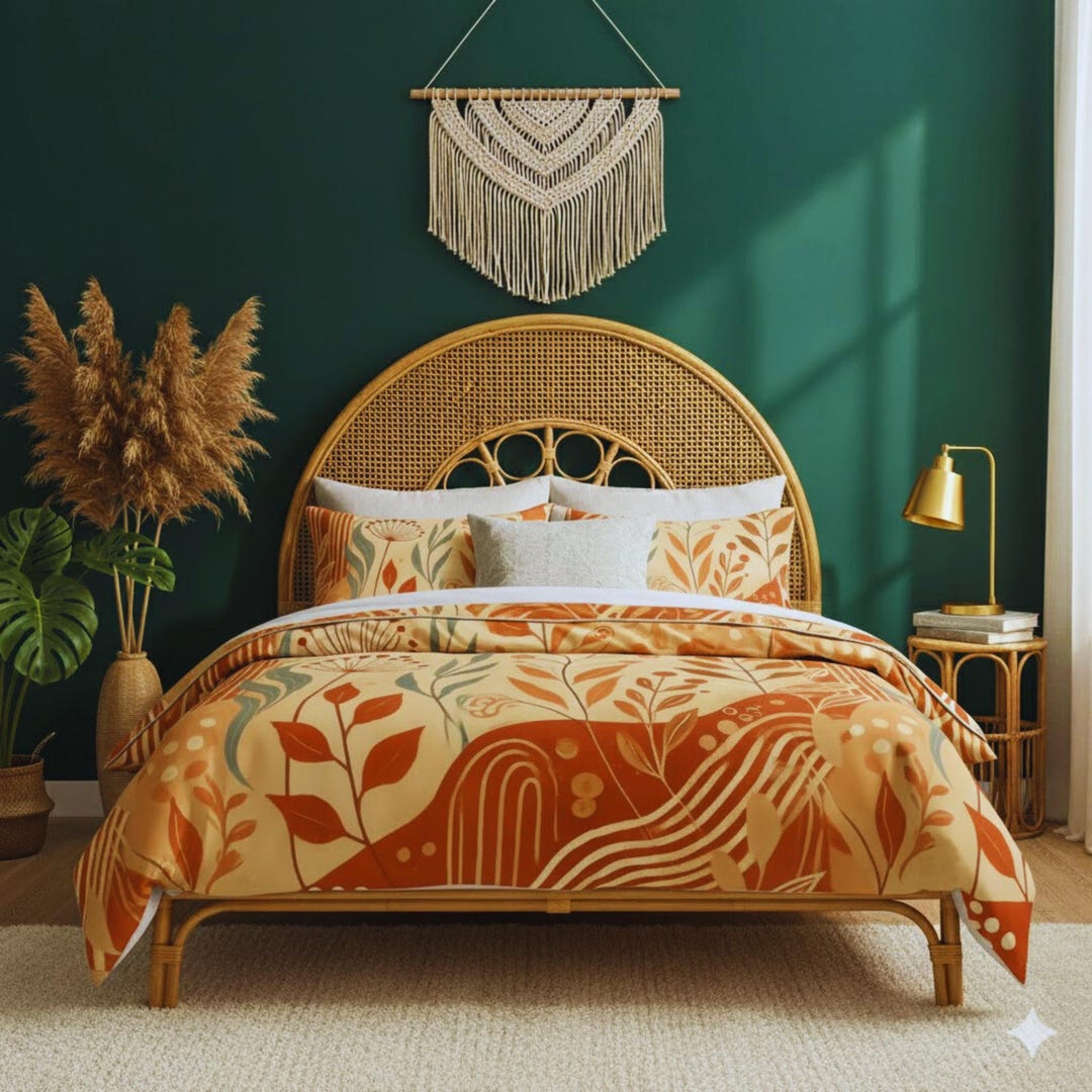 Boho Floral Comforter : Duvet Cover , Botanical Bedding Set , Floral ...