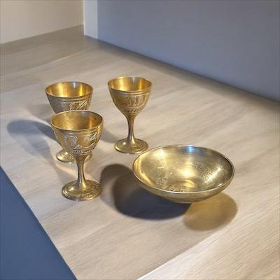 Brass Goblets Bowl Set Etsy