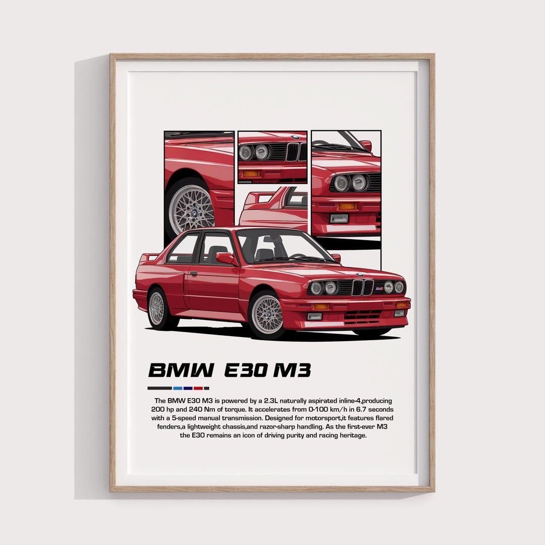 BMW E30 M3 Poster | Classic Motorsport Print for Car Enthusiasts ...