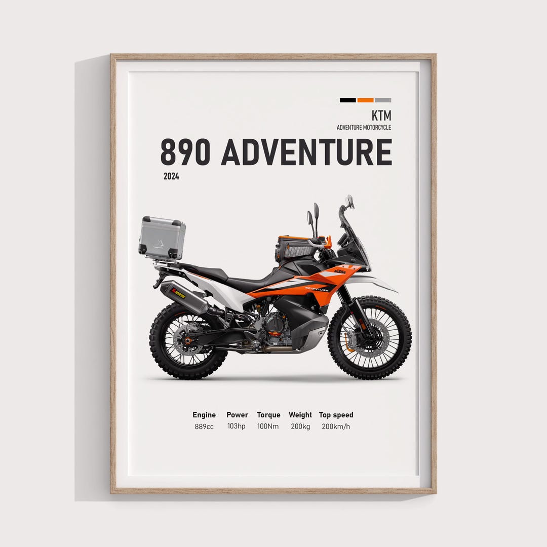 KTM 890 Adventure Poster | KTM Download Gift for Motorcycle Fans | 890 ...