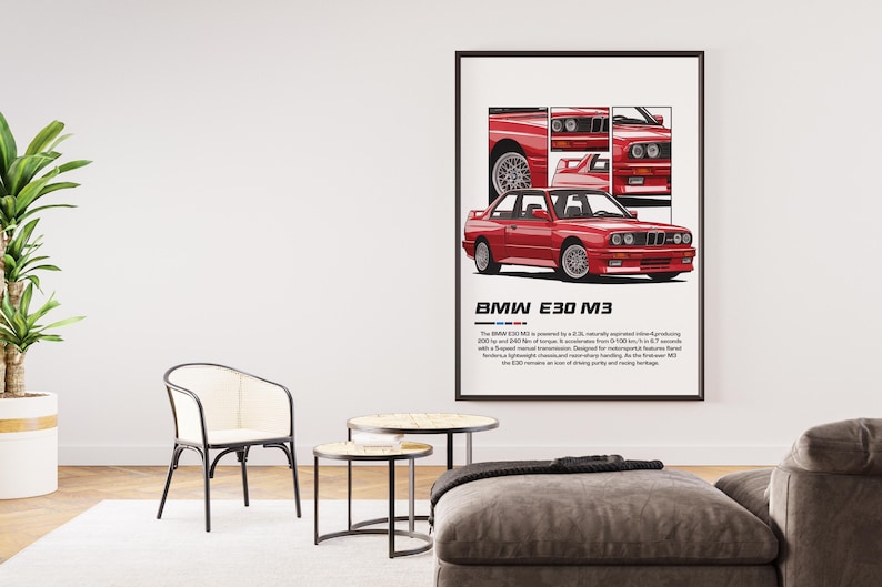 BMW E30 M3 Poster | Classic Motorsport Print for Car Enthusiasts ...
