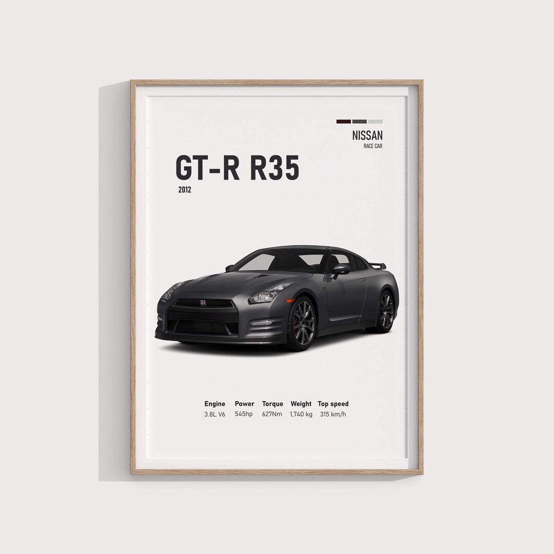 2012 Nissan GT-R R35 Poster | Iconic Sports Car Art | Perfect Gift for ...