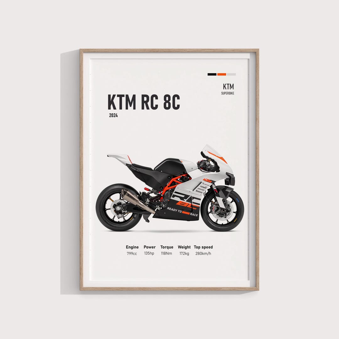 2024 KTM RC 8C Poster | High Performance Track Bike | RC 8C Motorcycle ...