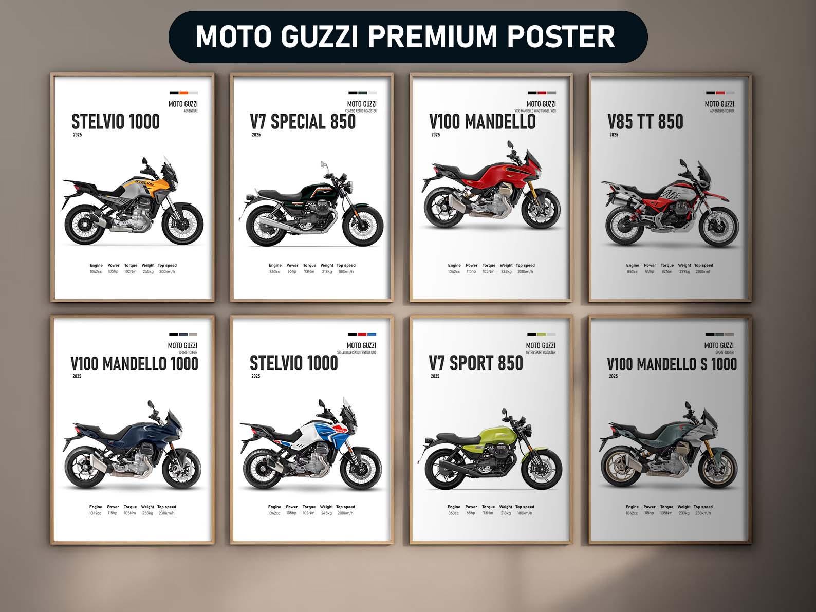 Moto Guzzi Motorcycle Poster Set: Retro Italian Bike Prints (digital ...