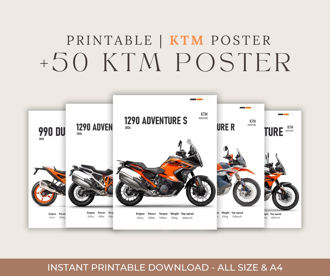 Over +50 KTM Motorcycle Poster Set | Ultimate Gift for KTM Fans | High ...
