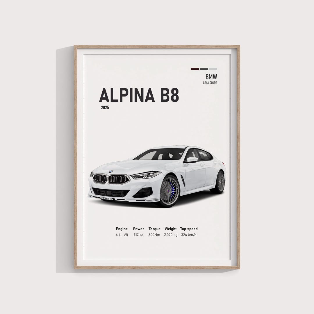 2025 BMW ALPINA B8 Gran Coupe Poster | Luxury Performance Car Art ...