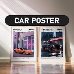 Set of 60 Most Popular Car Posters | Digital Download Gift for Car Fans ...