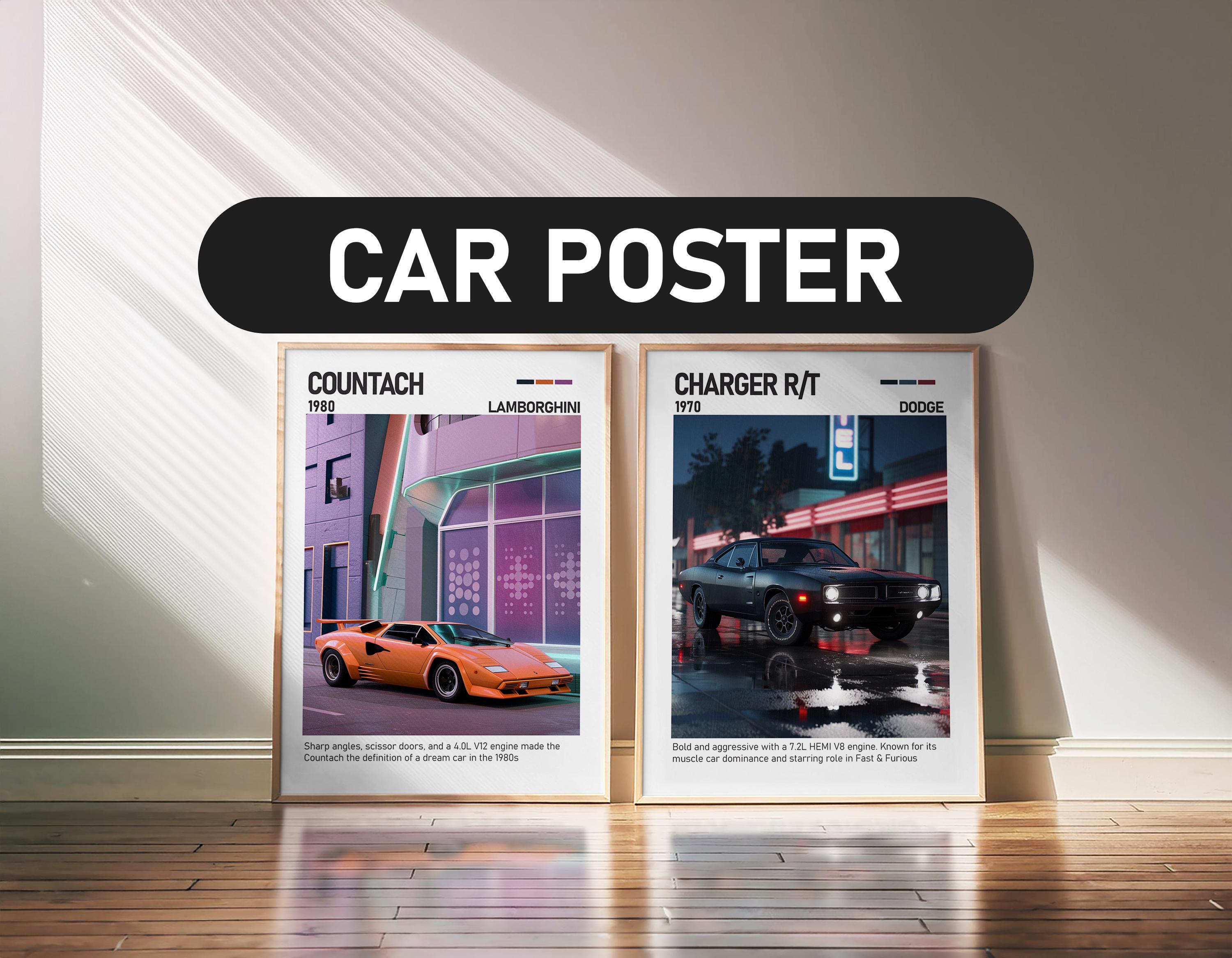 Set of 60 Most Popular Car Posters | Digital Download Gift for Car Fans ...