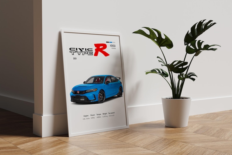 2025 Honda Civic Type R Poster | High-performance Hatchback Art | Ideal ...