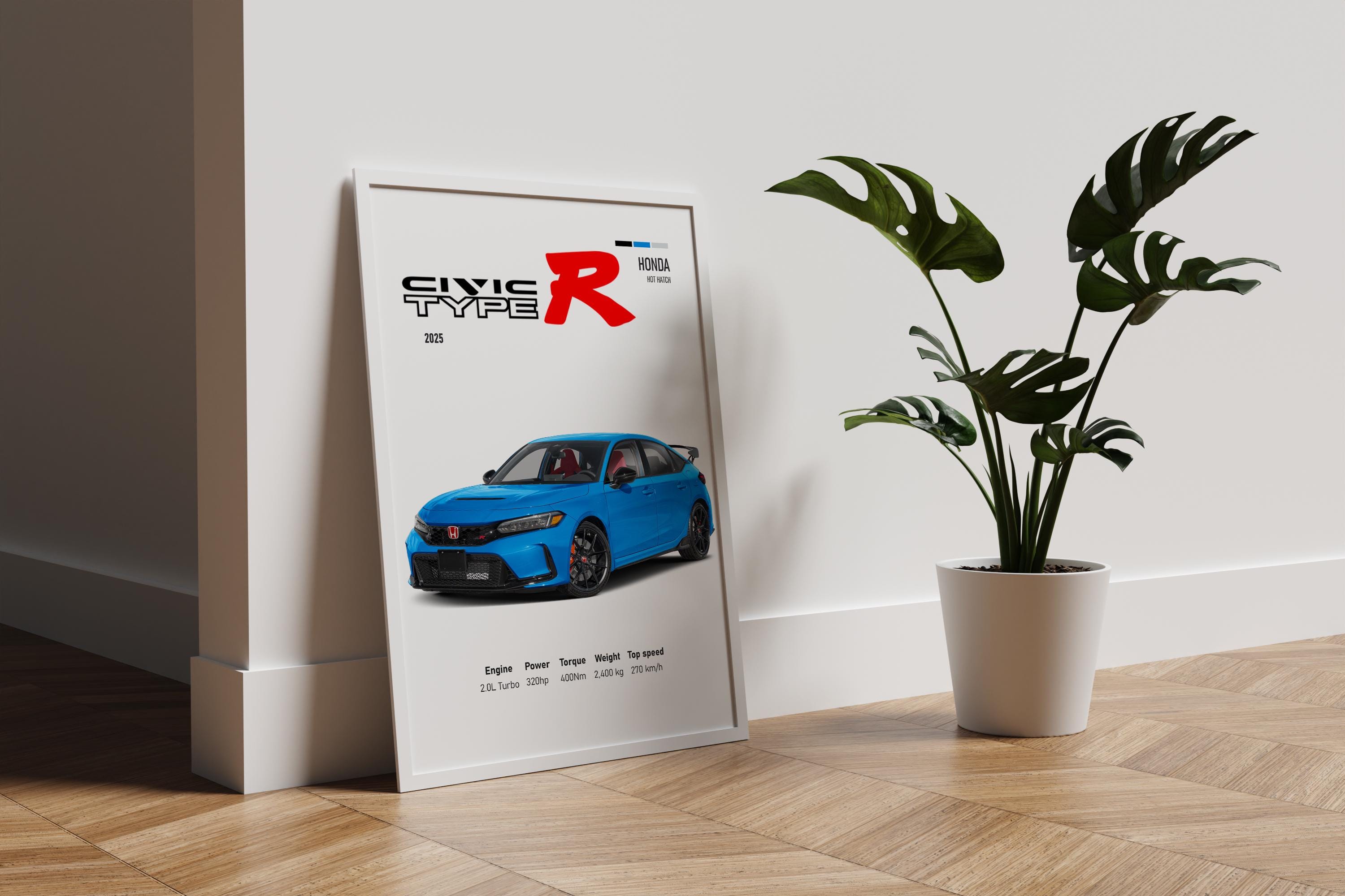 2025 Honda Civic Type R Poster | High-performance Hatchback Art | Ideal ...