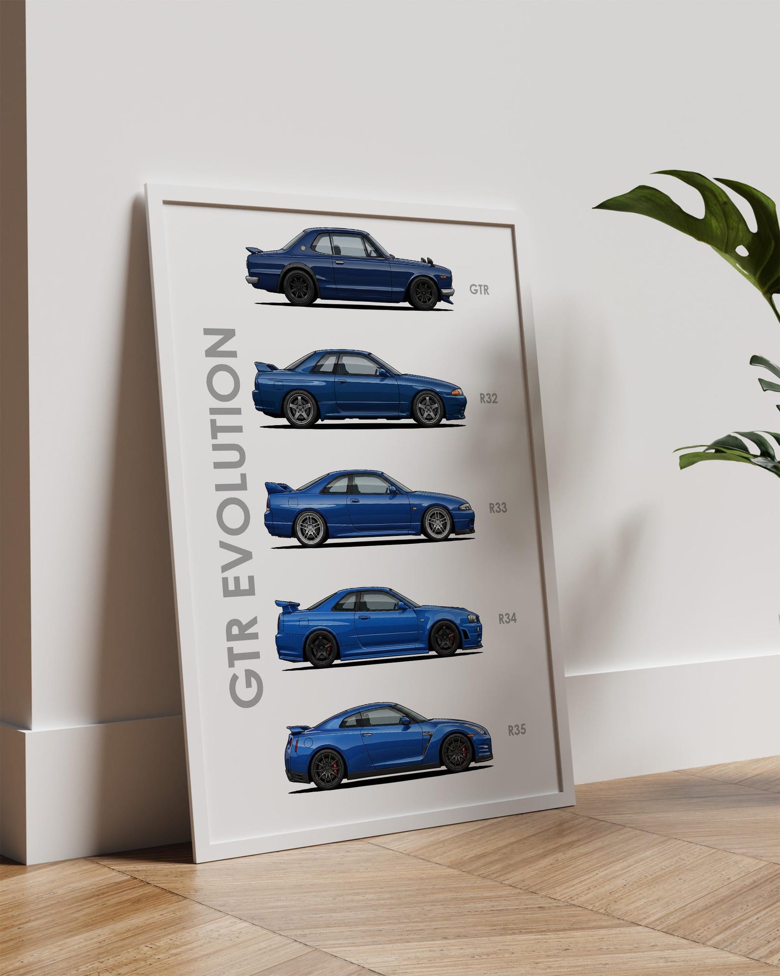 Nissan GT-R Evolution Poster | Skyline R32 R33 R34 R35 Generations Wall ...