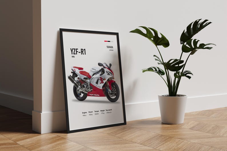 1998 Yamaha YZF-R1 Motorcycle Poster | Iconic First-gen R1 Art ...
