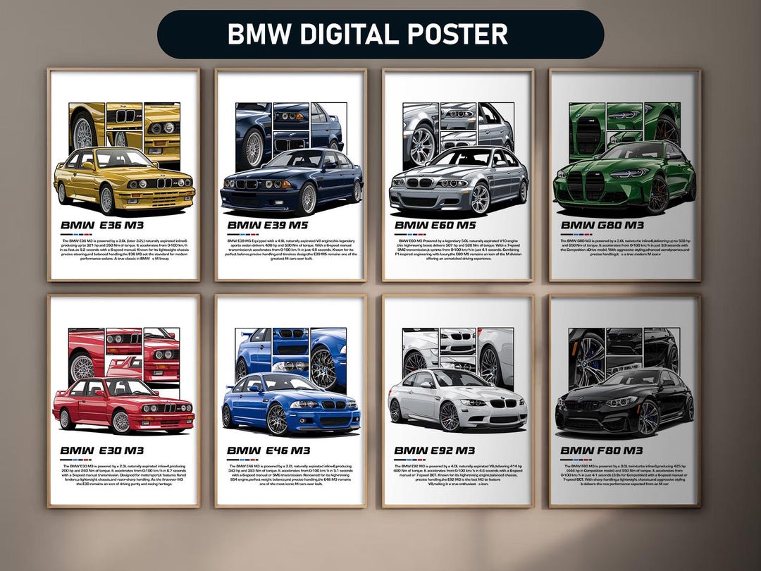 BMW M-series Wall Art | Car Lover Gift, Set of 10 (digital Download) - Etsy