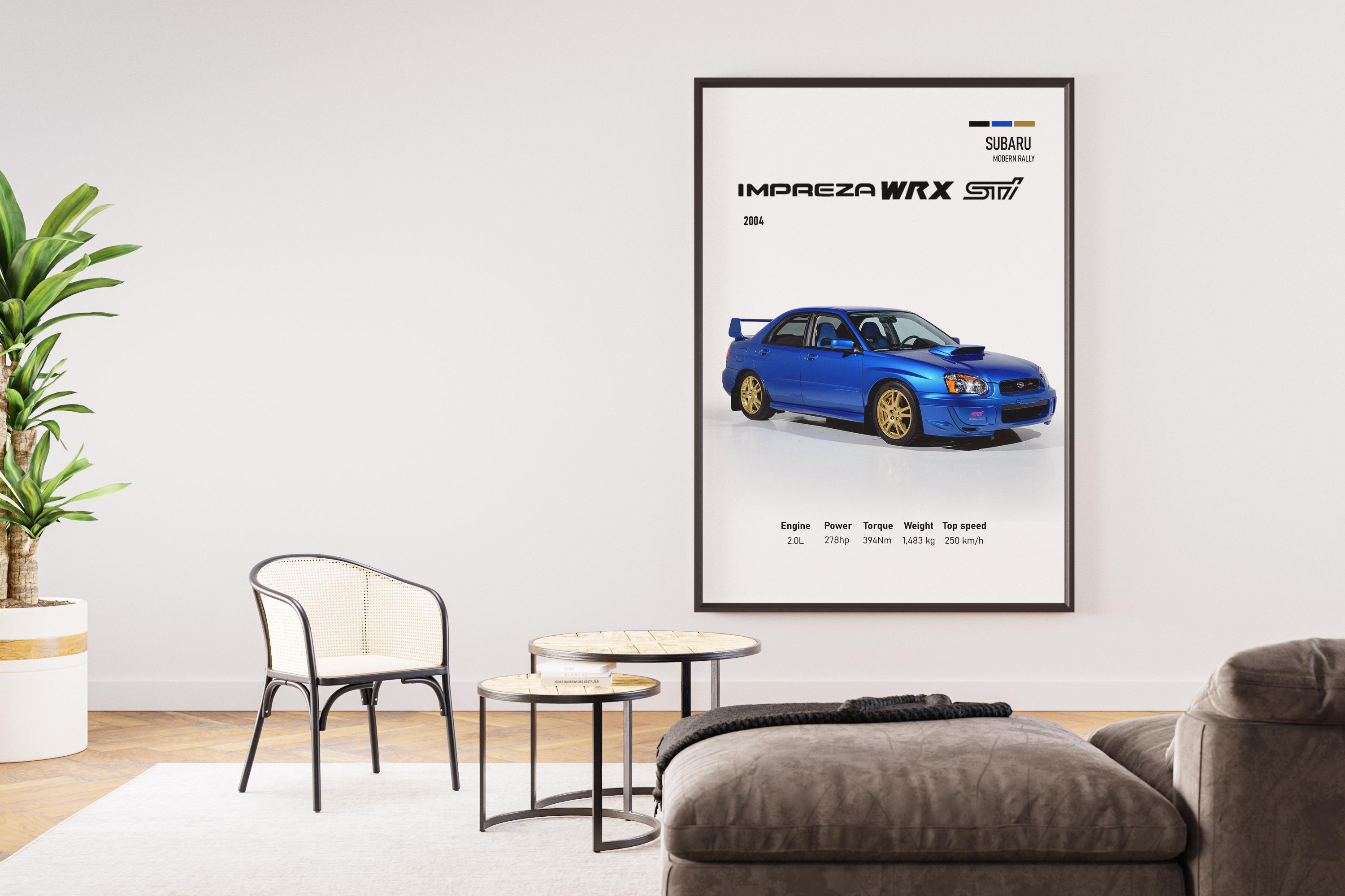 Subaru Impreza WRX Sti 2004 Poster | JDM Rally Car Gift | Turbocharged ...