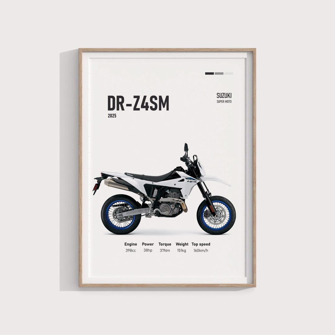 Suzuki DR-Z4SM 2025 Enduro Poster | Offroad Motorcycle Poster, Bike ...
