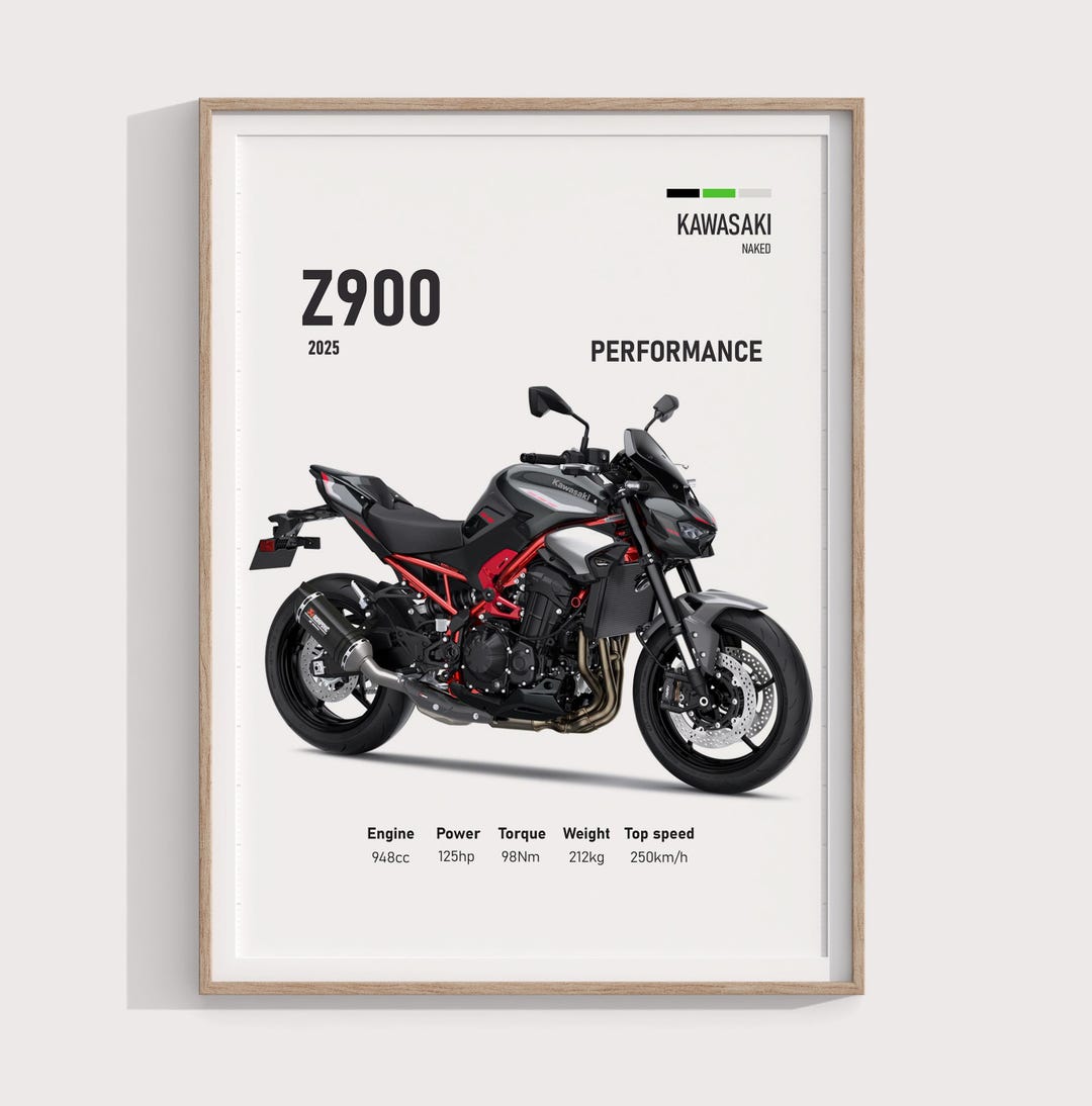 2025 Kawasaki Z900 Poster | Motorcycle Enthusiast Gift | Garage Decor ...