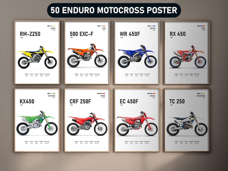 50 Enduro & Motocross Posters | Digital Download Dirt Bike Wall Art ...