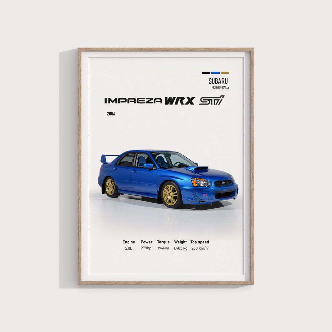Subaru Impreza WRX Sti 2004 Poster | JDM Rally Car Gift | Turbocharged ...