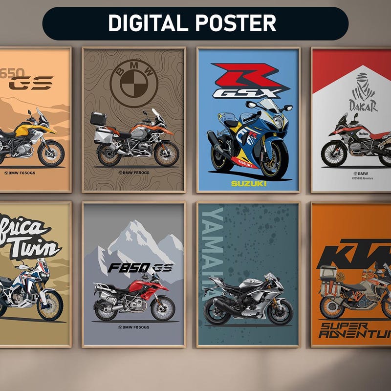 Motorcycle Posters - Etsy