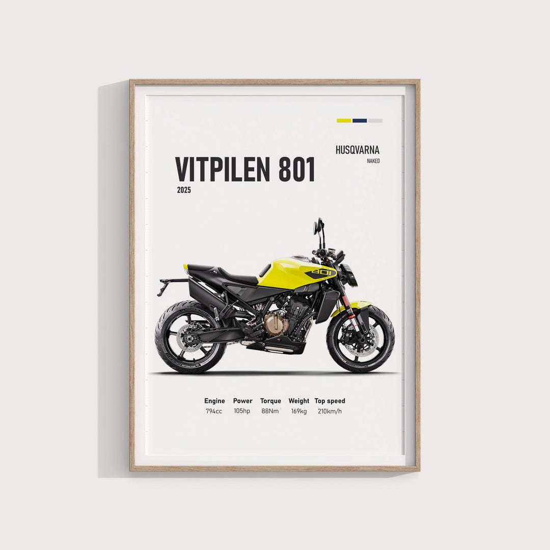 Husqvarna Vitpilen 801 2025 Poster | Premium Cafe Racer Bike Art | High ...