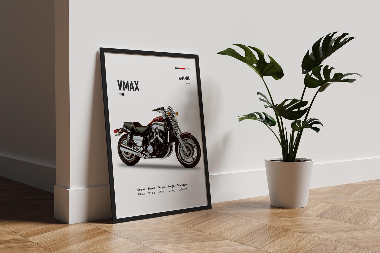 Yamaha VMAX 1985 Motorcycle Poster | Classic Power Cruiser Art | Retro ...