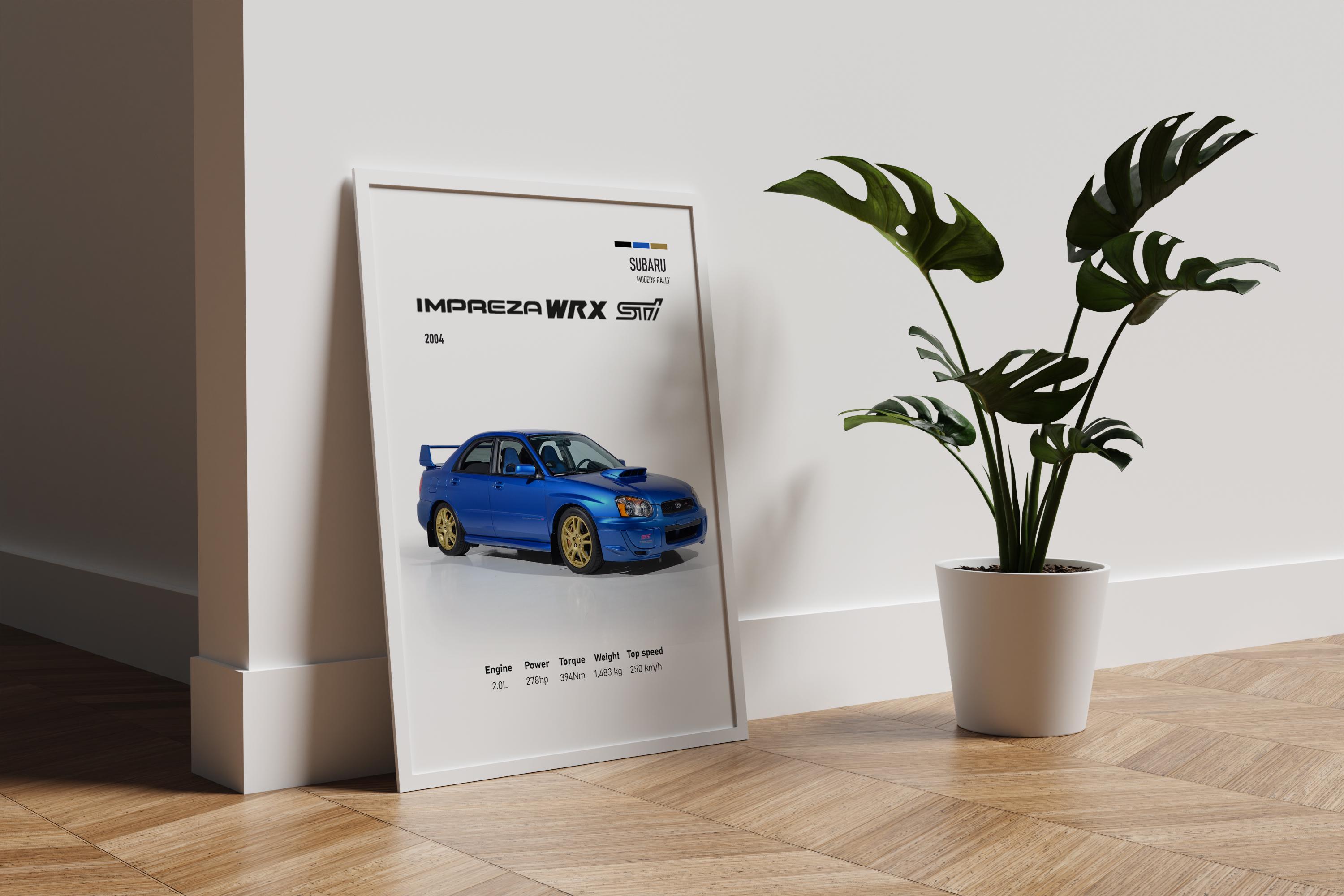 Subaru Impreza WRX Sti 2004 Poster | JDM Rally Car Gift | Turbocharged ...
