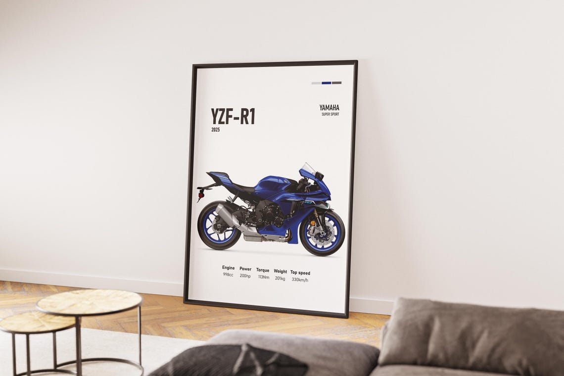 Yamaha YZF-R1 2025 Poster | Hyper Car & Super Bike Art Print, Stylish ...
