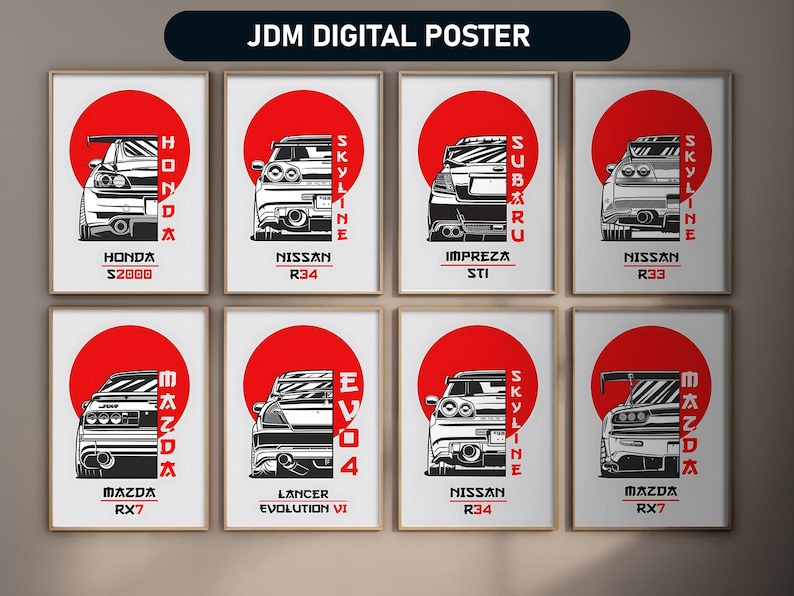 JDM Retro Collection Set of 24 | Digital Car Poster Download | Vintage ...