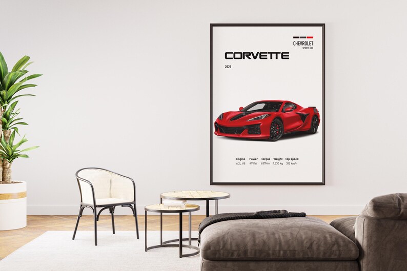 2025 Chevrolet Corvette Poster | Iconic Sports Car Art | Perfect Gift ...