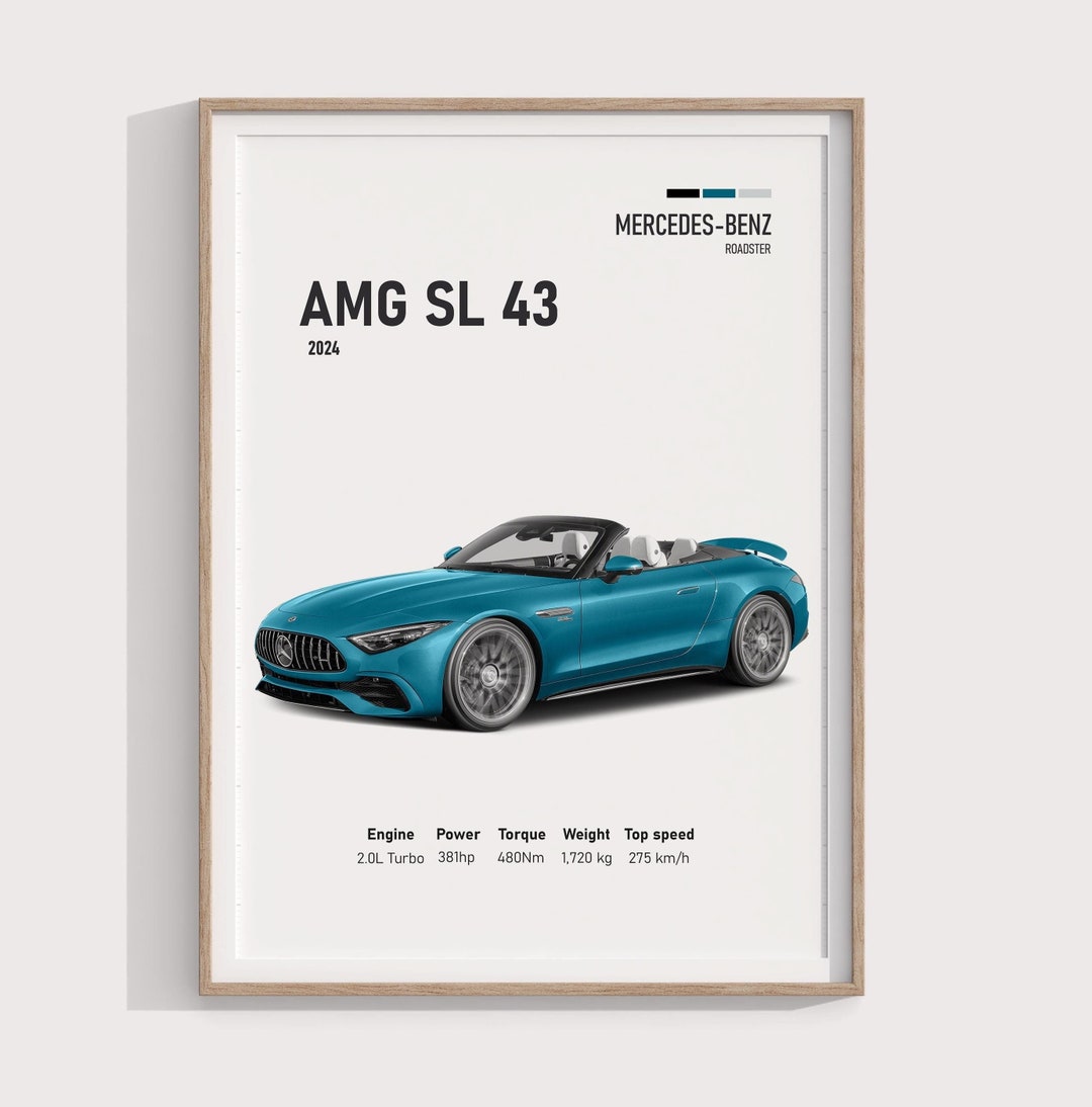 2024 Mercedes-benz AMG SL 43 Poster | Luxury Roadster Artwork | Ideal ...