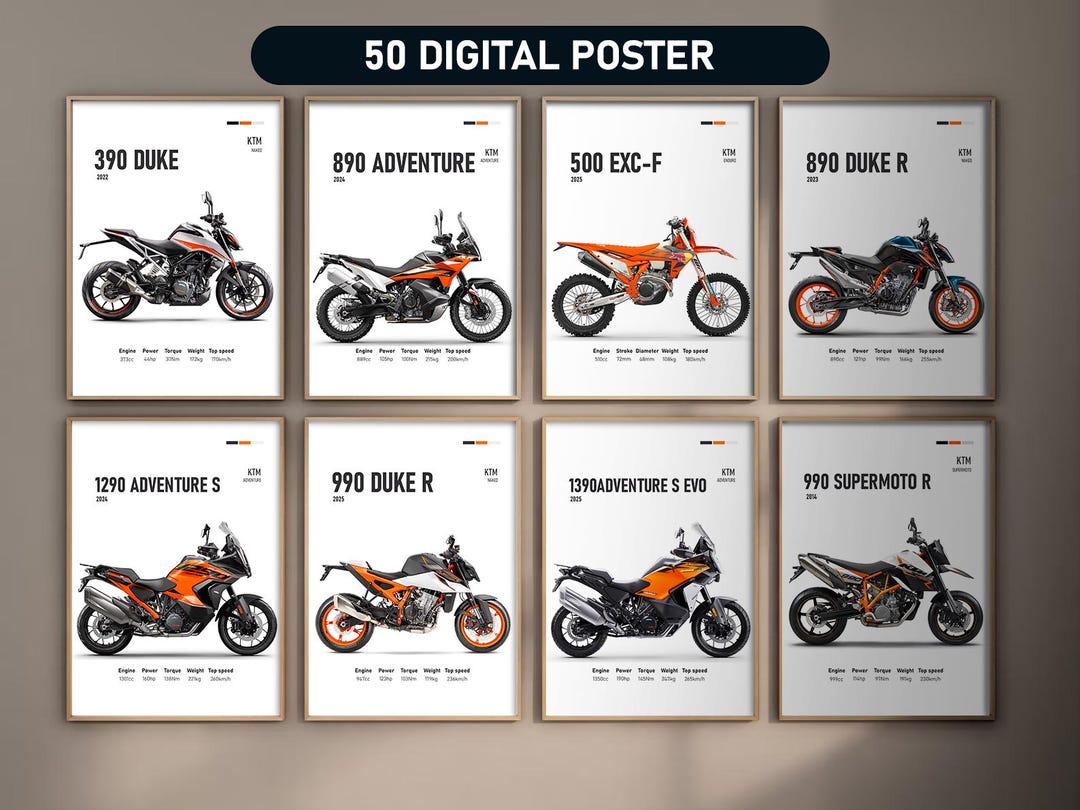 Set of 50 Most Popular KTM Posters | Digital Download Gift for ...