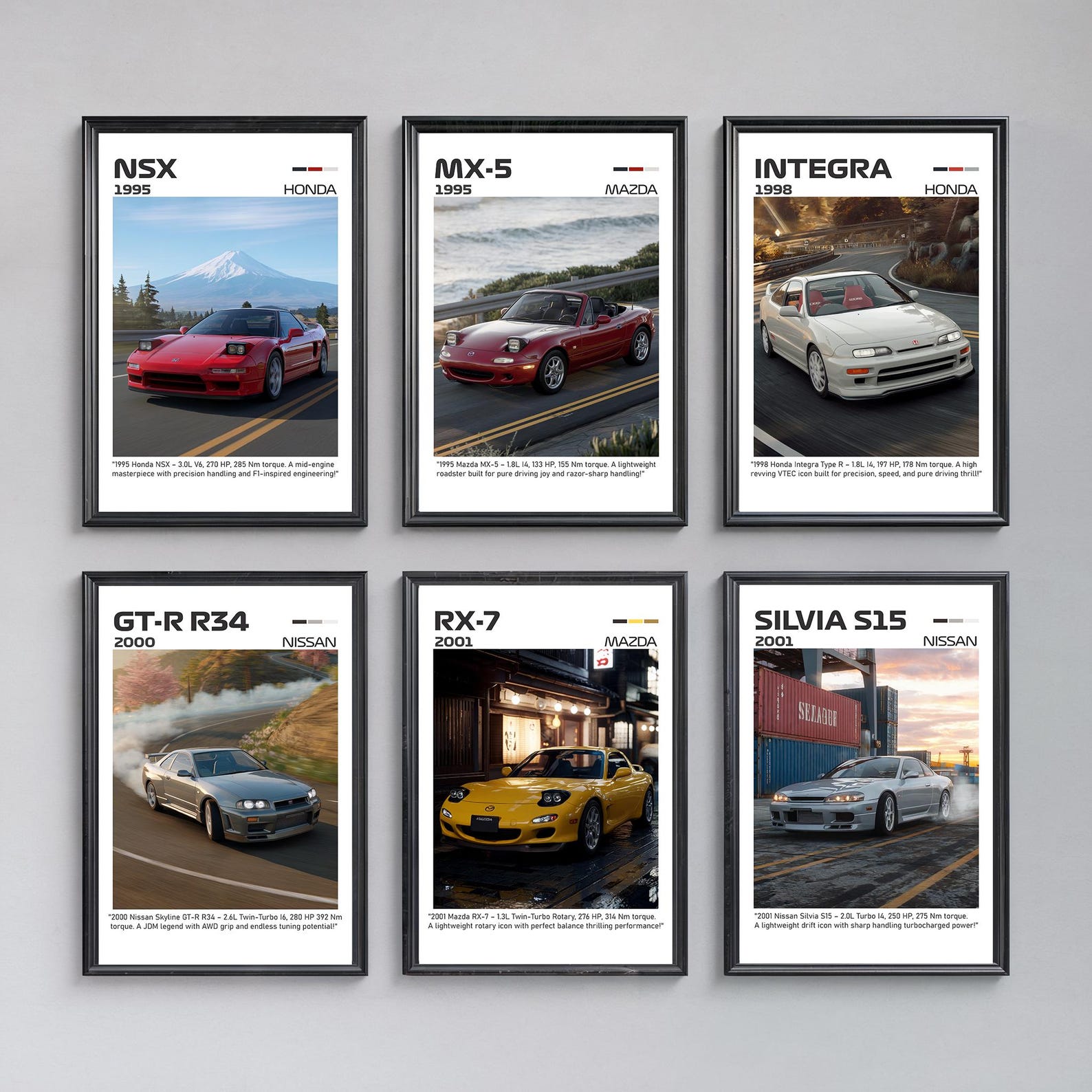JDM Legends Car Poster Set | Digital Download Gift for JDM Car Fans ...