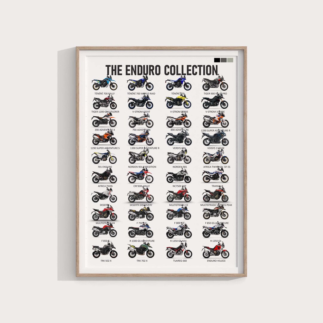 Enduro Motorcycle Poster Set: KTM, Honda, Yamaha, Kawasaki (digital ...