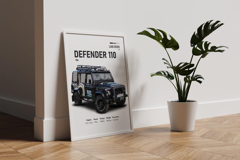 1996 Land Rover Defender 110 Poster | Classic 4x4 SUV Artwork | Perfect ...