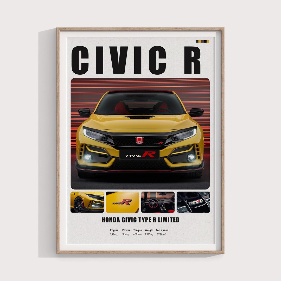 2021 Honda Civic Type R Poster | Digital Print Gift for JDM & Honda ...