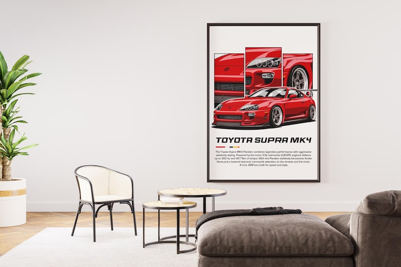 Retro Toyota Supra MK4 Poster | Vintage JDM Print for Car Enthusiasts ...