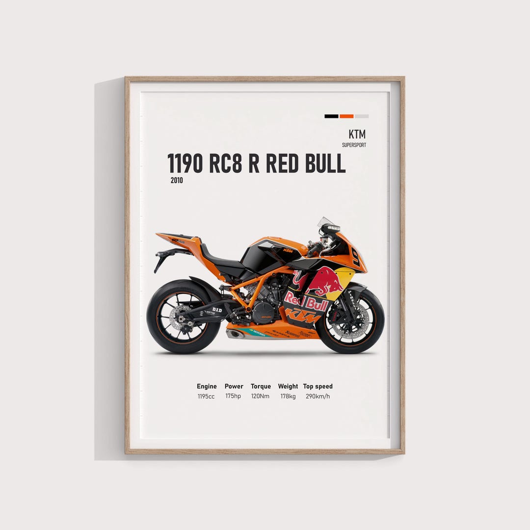 KTM 1190 RC8 R Red Bull 2010 Poster Limited Edition Racing Art Print ...