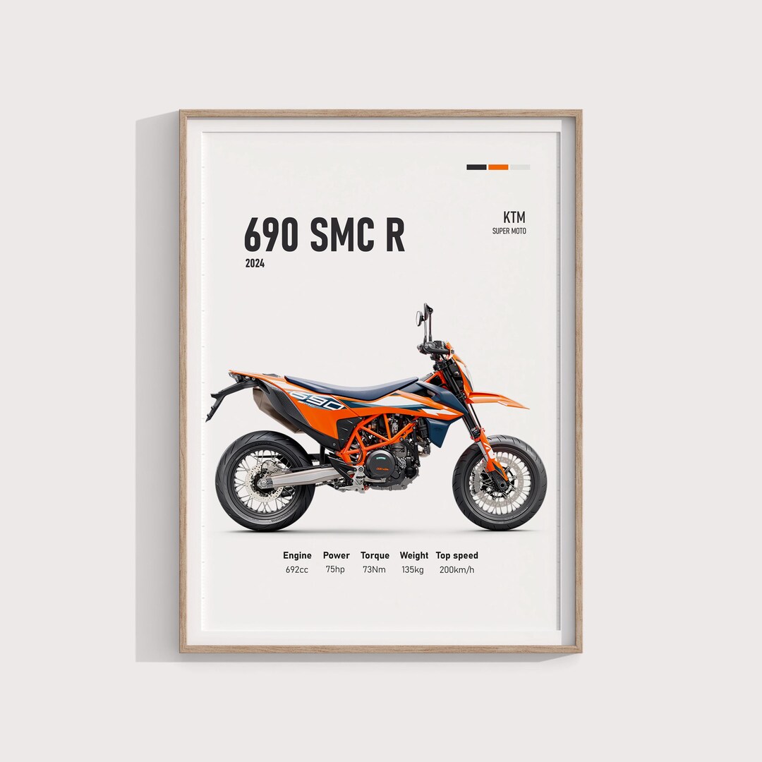 KTM 690 SMC R 2024 Poster | Supermoto Motorcycle Wall Art | Digital ...