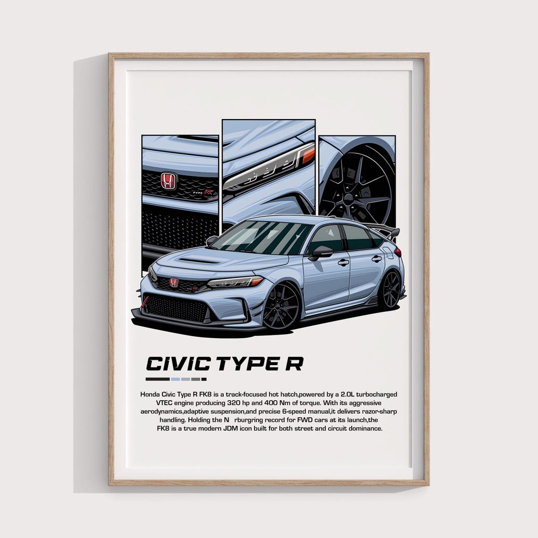 Honda Civic Type R Poster | Digital Print Gift for JDM Fans ...