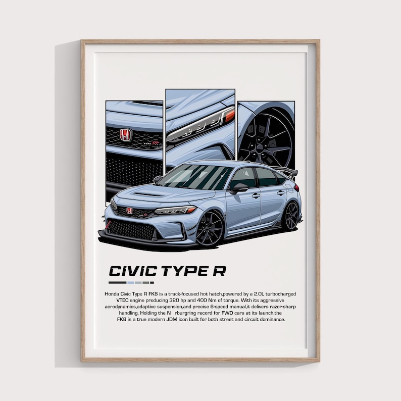 Honda Civic Type R Poster | Digital Print Gift for JDM Fans ...